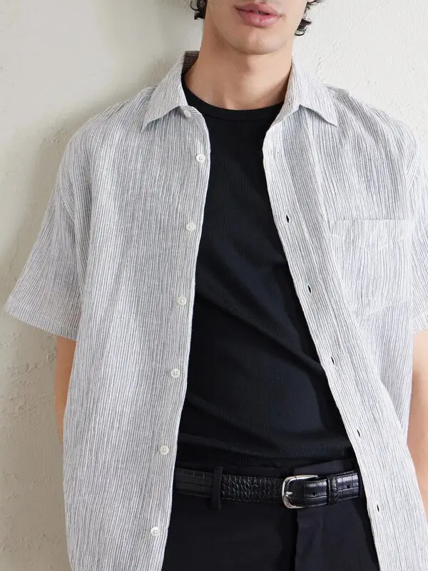 Portuguese Flannel Aaron Striped Cotton And Linen-blend Shirt
