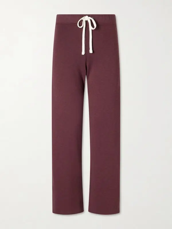 JAMES PERSE Cropped Cotton-terry Track Pants - Burgundy