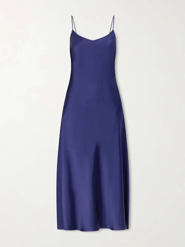 Another Tomorrow Satin Midi Dress - Indigo