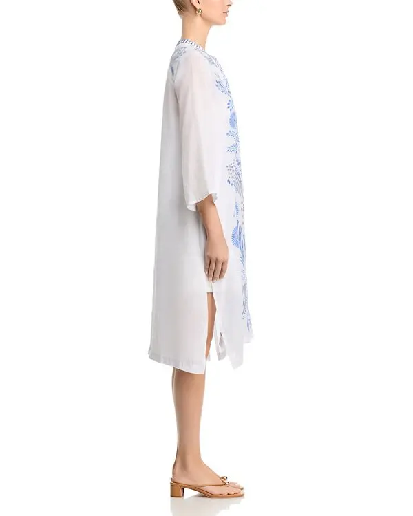 Johnny Was Embroidered Henley Dress