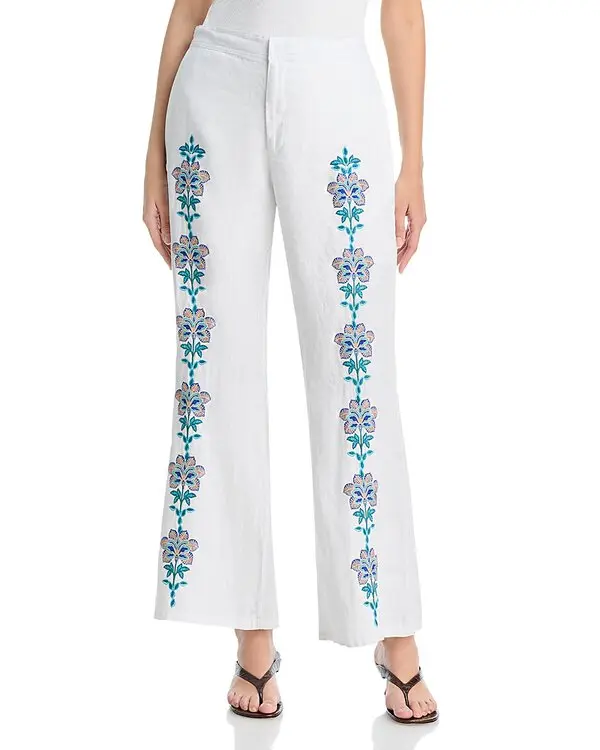 Johnny Was Boheme Linen Flare Pants - White
