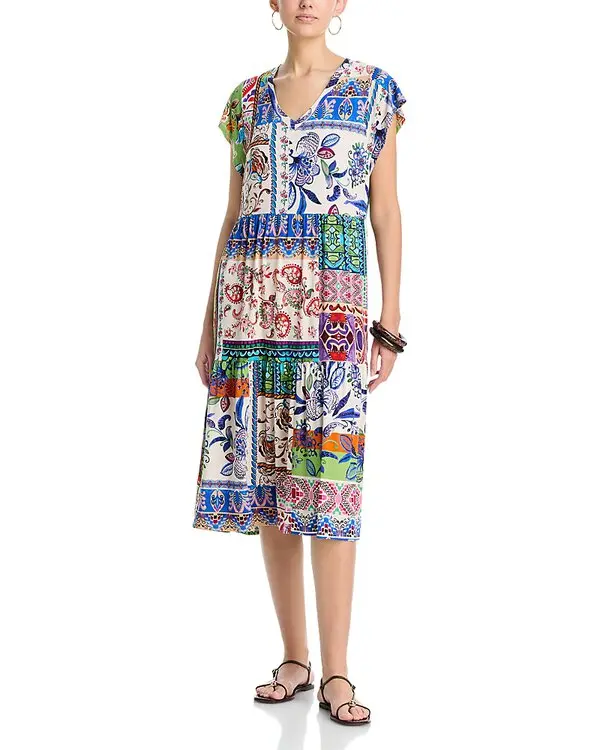 Johnny Was Janie Tiered Tea Dress - Armeria Scarf