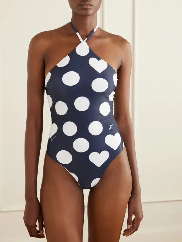 Jacquemus Le Maillot Bastide Polka-dot Swimsuit - Blue