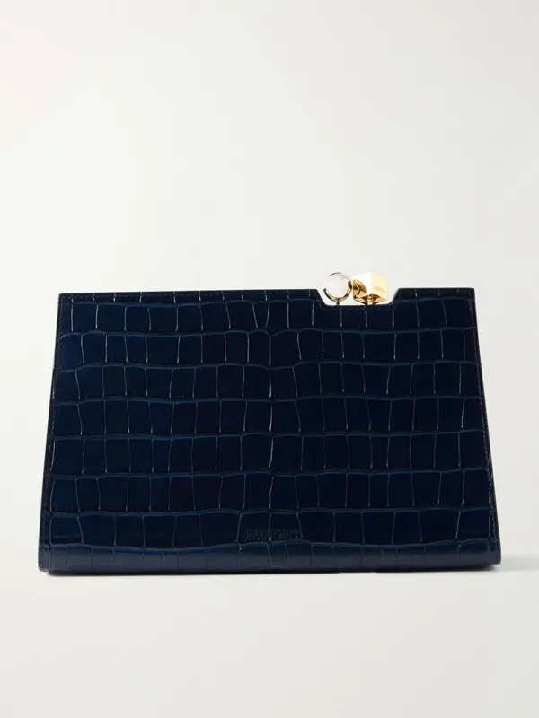 Jacquemus La Plage Croco-embossed Leather Shoulder Bag - Navy