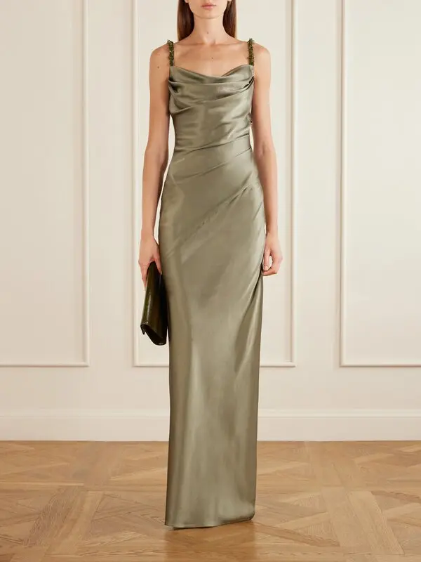 Balmain Embellished Linen Maxi Dress