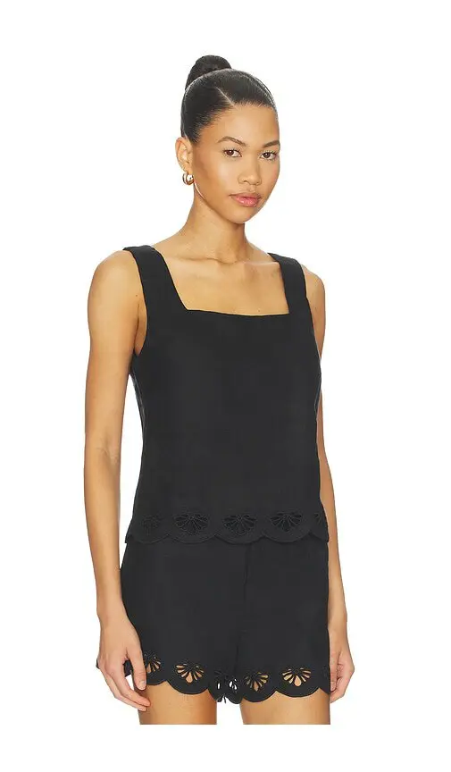 Sanctuary Linen Top With Scalloped Hem
