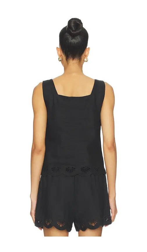 Sanctuary Linen Top With Scalloped Hem