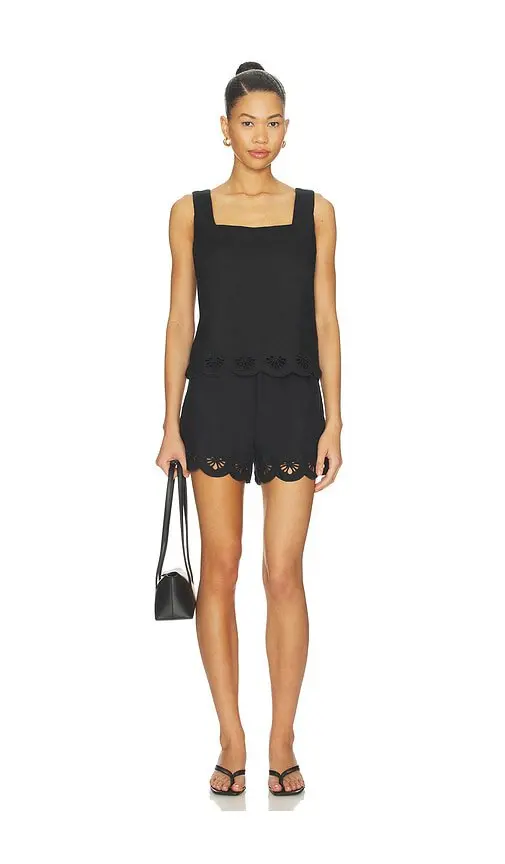 Sanctuary Linen Top With Scalloped Hem