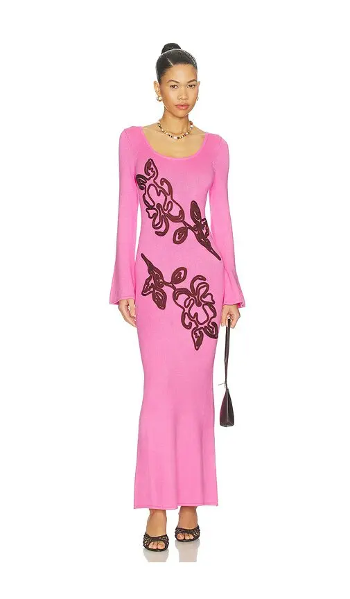 THE WOLF GANG Keiko Maxi Dress In Pink - Candy