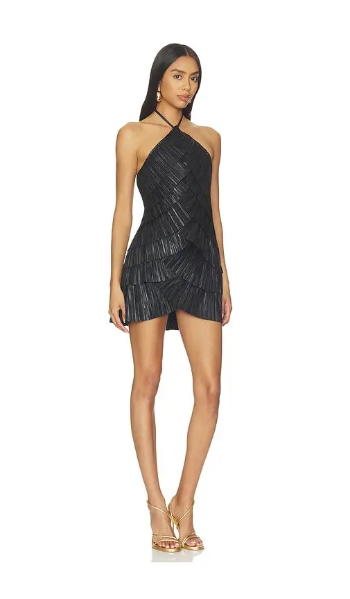 Cult Gaia Varsha Halterneck Mini Dress With Tiered Skirt - Black