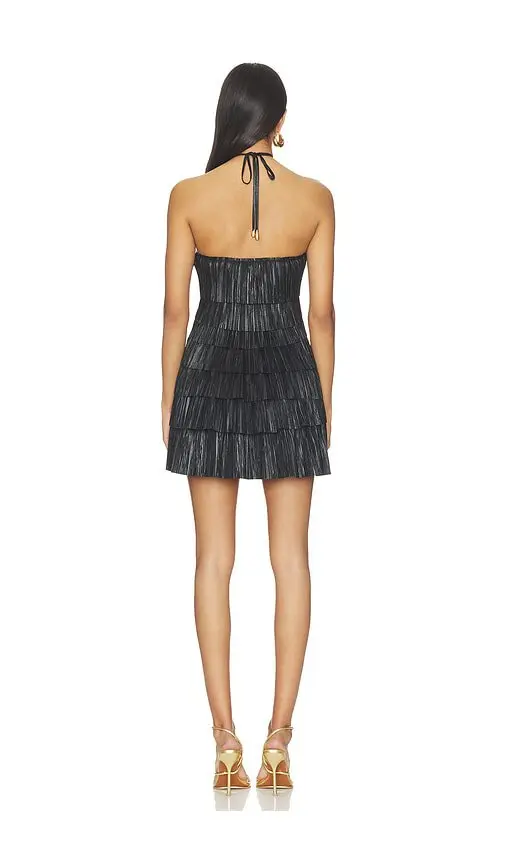 Cult Gaia Varsha Halterneck Mini Dress With Tiered Skirt - Black