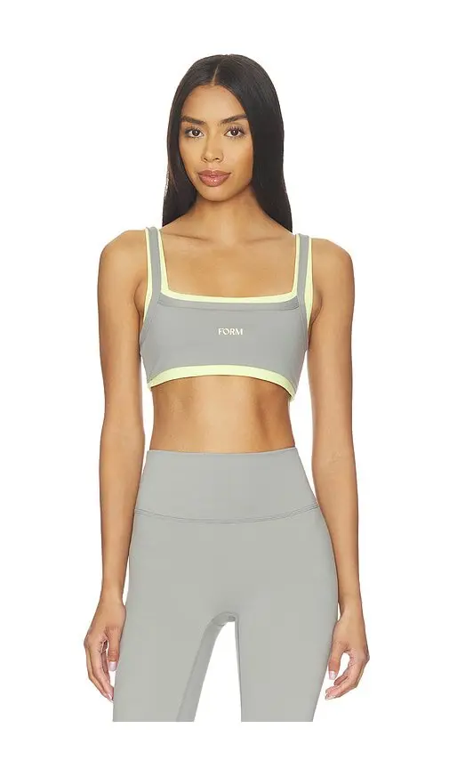 FORM Scoop Layer Sports Bra In Grey - Slate & Lemon