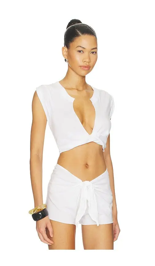 SKIMS Classic Cotton Cover-ups Plunge Twist Top