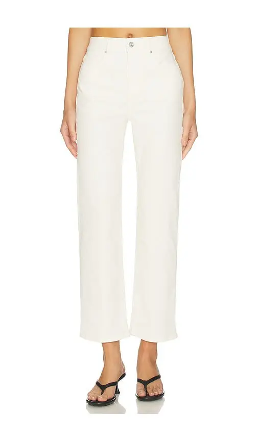 Paige Stevie Ankle Straight Leg Jeans - Cream Cloud