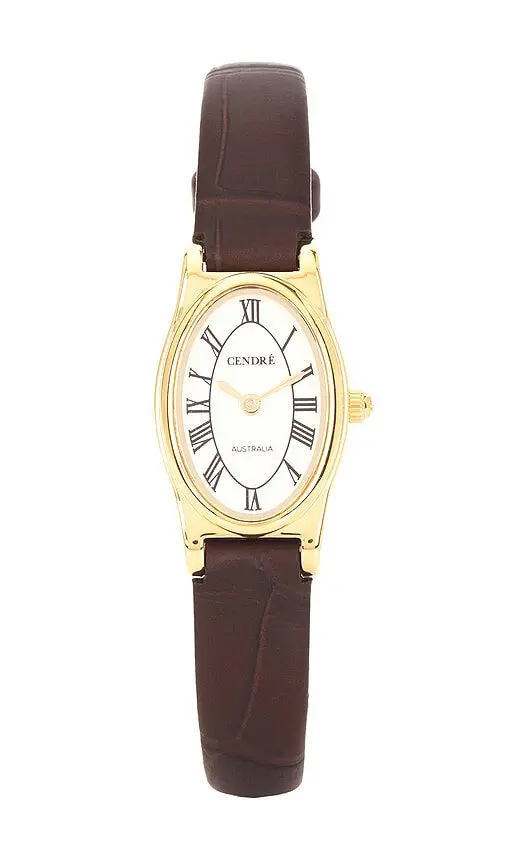 CENDRE Emmeline Watch In Metallic - Gold & Espresso Croc