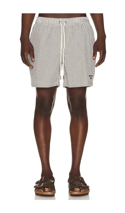 Barbour Gingham Seersucker Swim Short - Olive