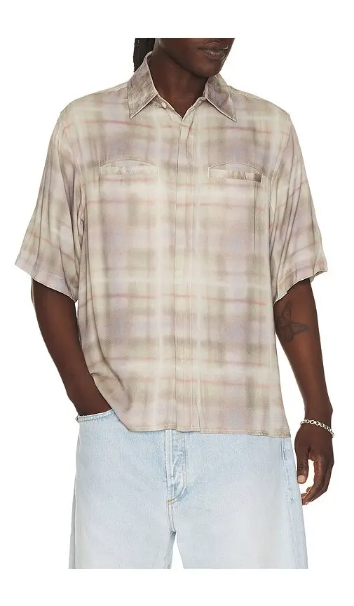 JUNGLES Airbrush Button Up Shirt In Brown