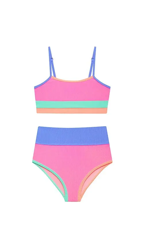 Beach Riot Little Eva And Emmie Swim Set - Sherbert Shore Colorblock
