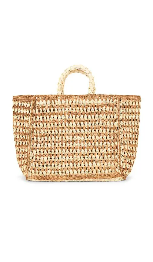 Hat Attack Melody Raffia Tote Bag - Natural & Toast