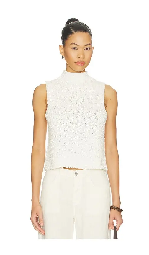 Sablyn Atticus Roll Neck Cropped Tank - Gardenia