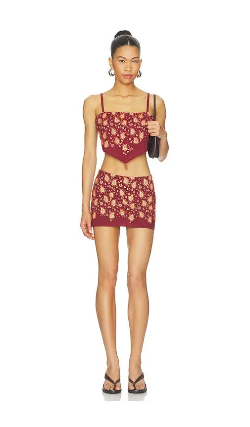 UNDERSTATED LEATHER Beaded Paisley Top