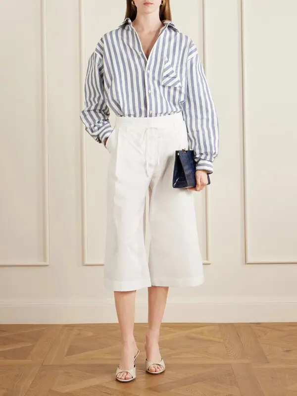 Jacquemus Le Marin High-rise Cotton-poplin Wide-leg Shorts - White