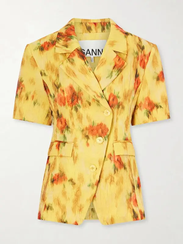 GANNI Shibori Organza Floral Blazer