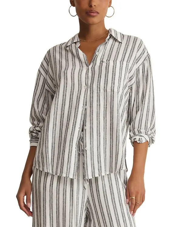 Z Supply Striped Button-up Shirt - White