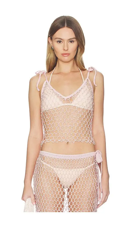 My Beachy Side Lulu Hand-crocheted Top - Baby Pink
