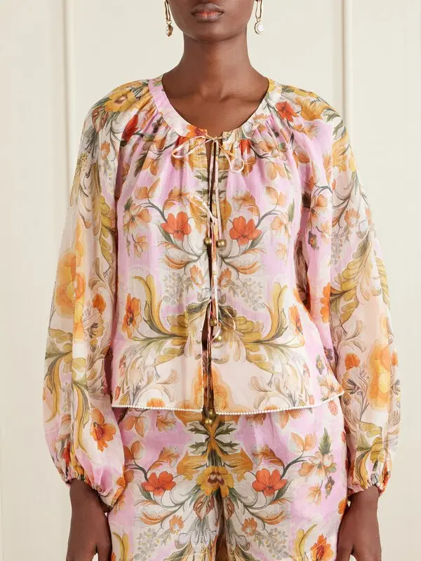 Borgo De Nor Henri Floral Ramie Blouse - Pink