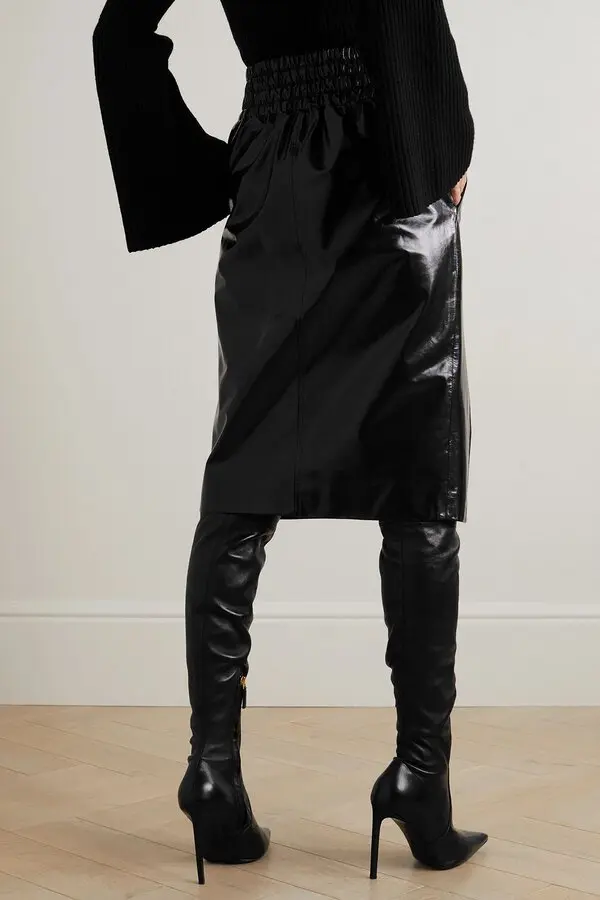 TOM FORD Glossed-leather Midi Skirt