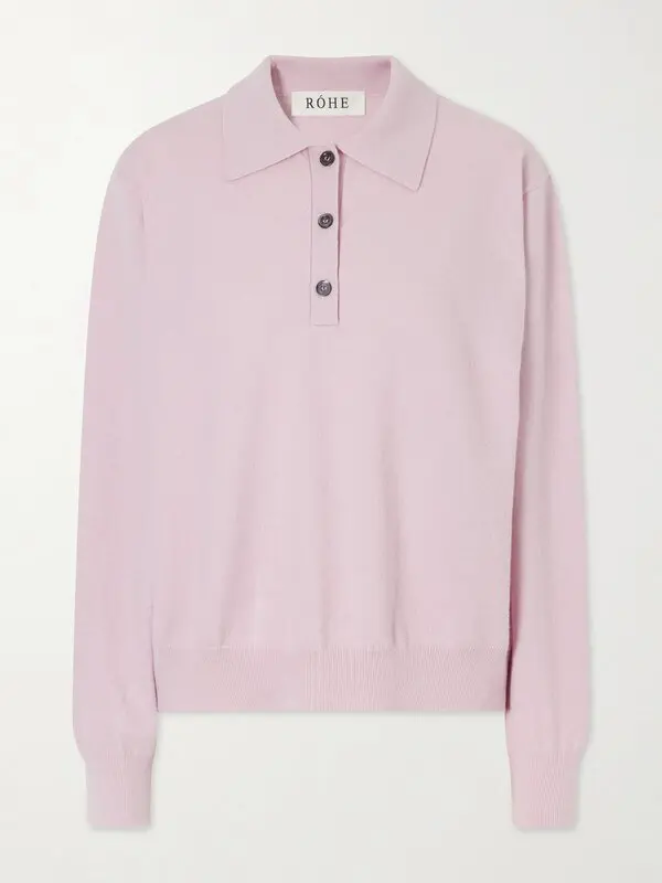 RÓHE Wool-blend Polo Sweater - Pink