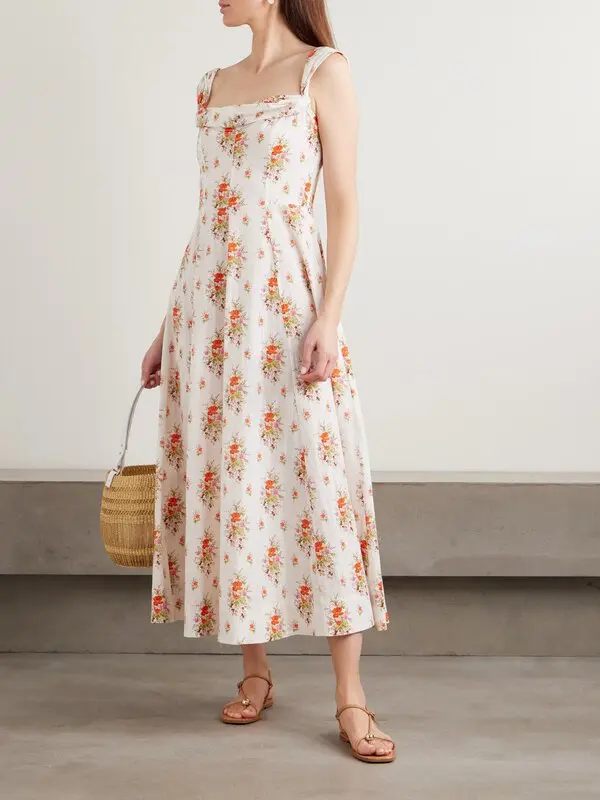 DÔEN Clea Floral-print Organic Cotton Midi Dress - Multi