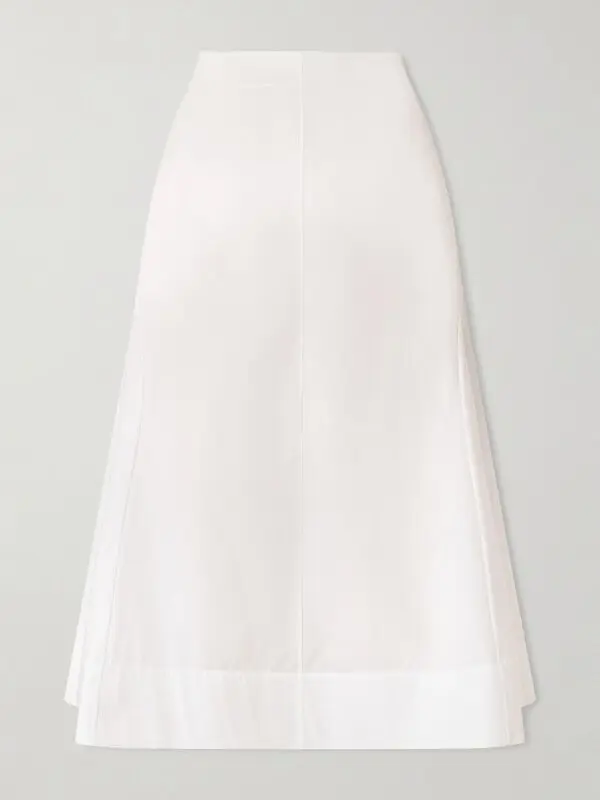 Khaite Artin Paneled Cotton-poplin Midi Skirt - White