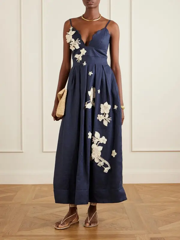 Agua Bendita Sula Cauca Linen Maxi Dress - Blue