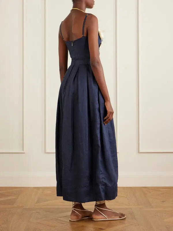 Agua Bendita Sula Cauca Linen Maxi Dress - Blue