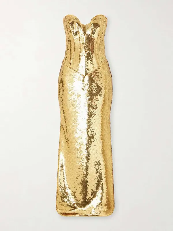 THE NEW ARRIVALS ILKYAZ OZEL Azzurra Paillette-embellished Dress - Gold