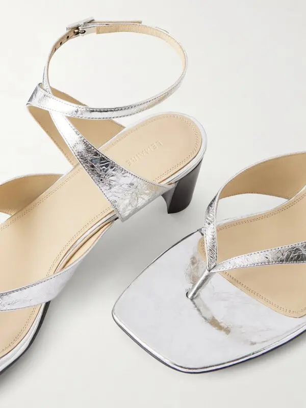 LEMAIRE Tong 50 Metallic-leather Sandals - Silver