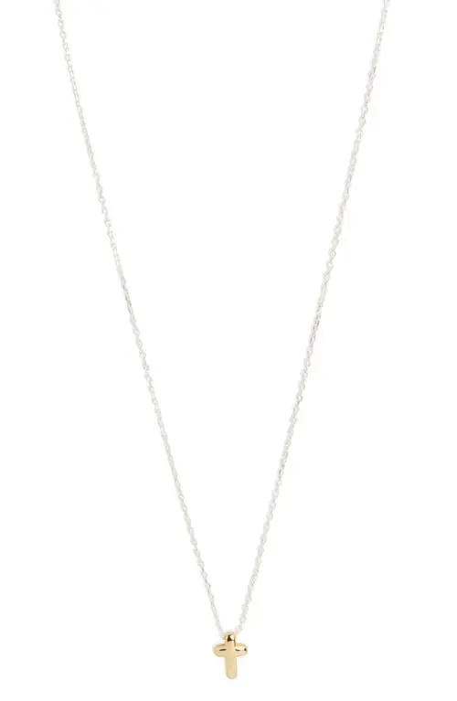 Argento Vivo Two-tone Puffy Cross Pendant Necklace - Gold/silver