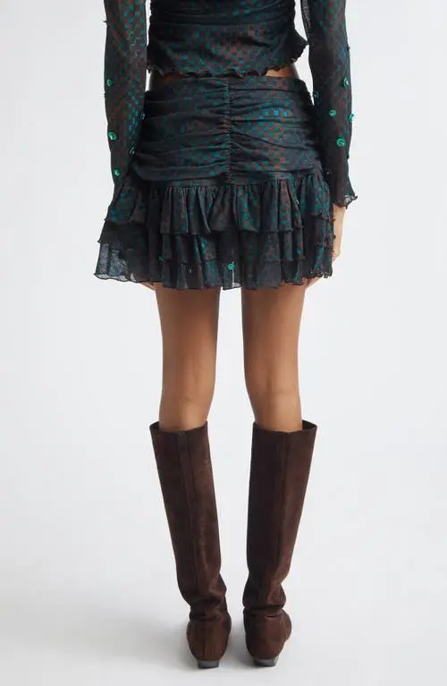 SIEDRES Kaia Check Tiered Chiffon Miniskirt - Blue Multi