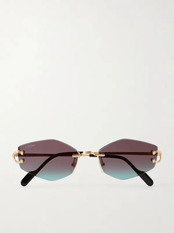 CARTIER Squared-frame Sunglasses - Gold