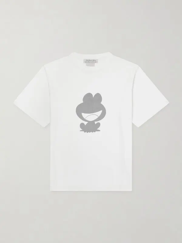 REMI RELIEF Frog Printed Cotton-jersey T-shirt - Neutrals