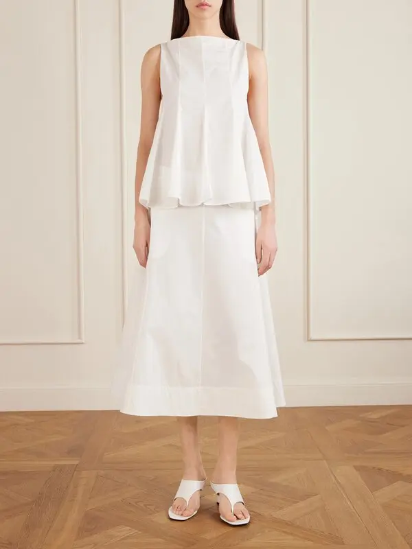 Khaite Marita Paneled Cotton-poplin Blouse - White