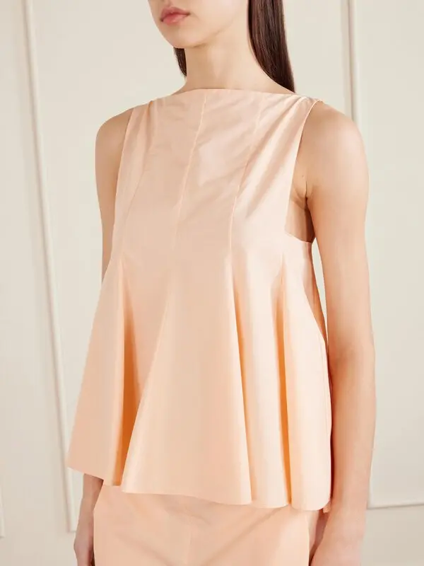 Khaite Marita Paneled Cotton-poplin Blouse - Orange