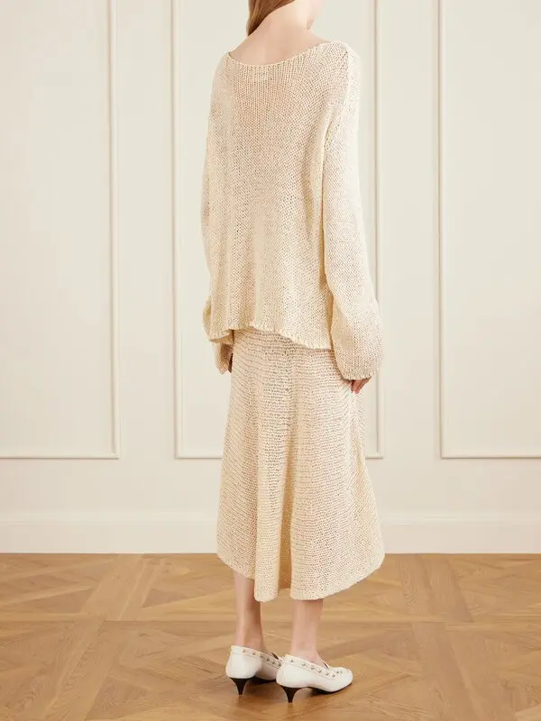 Khaite Davet Open-knit Silk And Cotton-blend Sweater - Neutrals