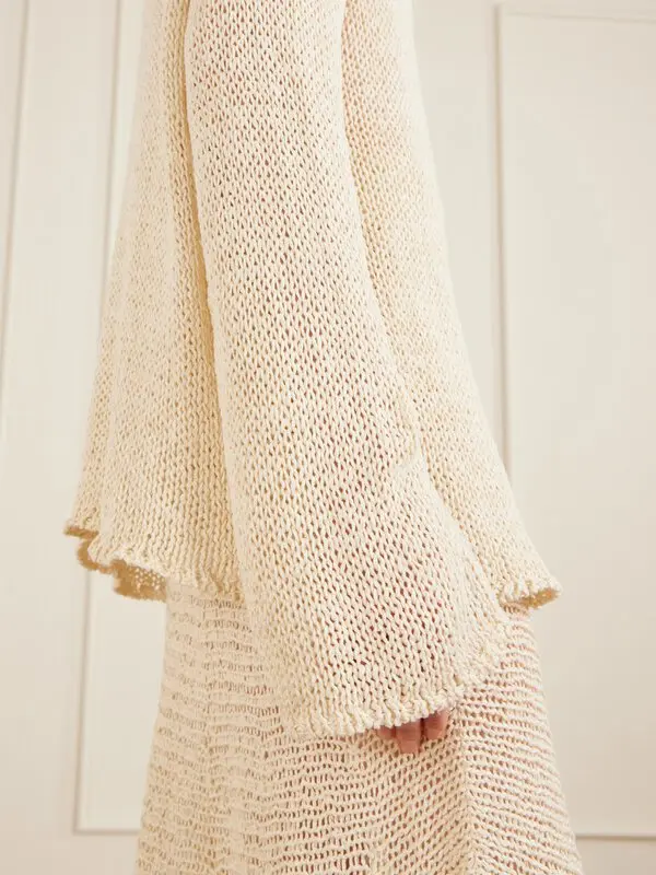 Khaite Davet Open-knit Silk And Cotton-blend Sweater - Neutrals