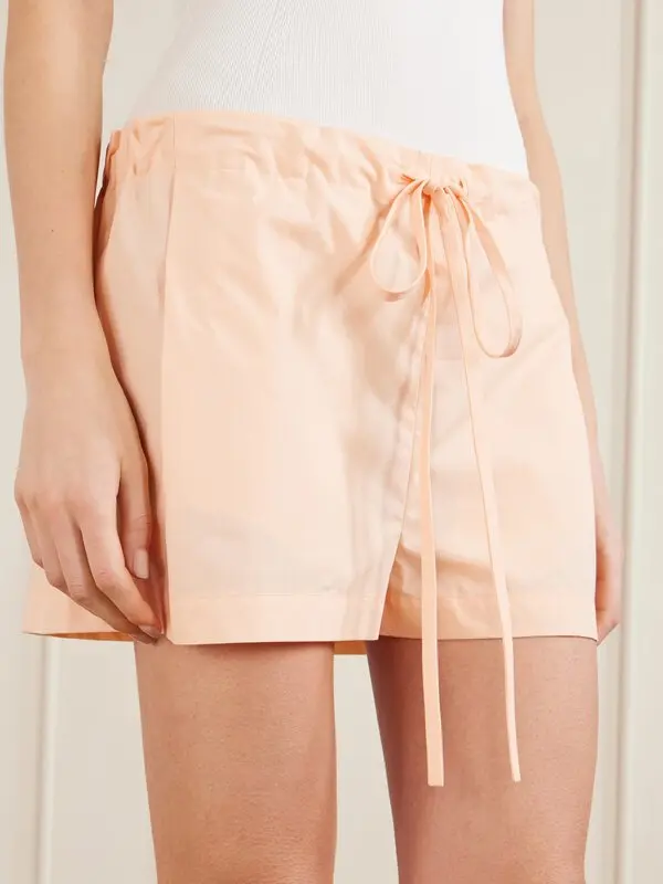 Khaite Robbie Cotton-poplin Shorts - Orange