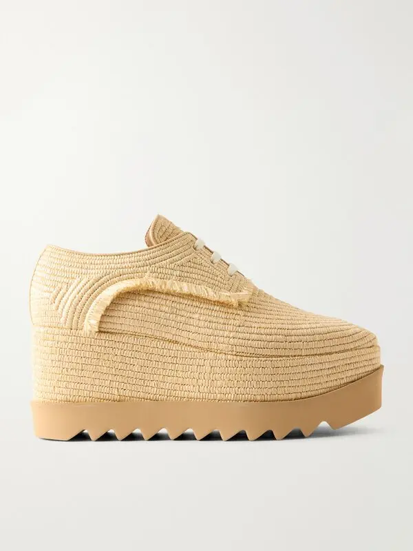 Stella McCartney Elyse Woven Raffia Platform Brogues
