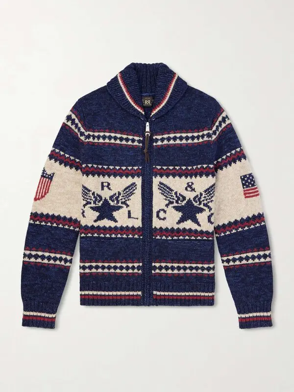 Ralph Lauren Shawl-collar Jacquard Cardigan - Navy