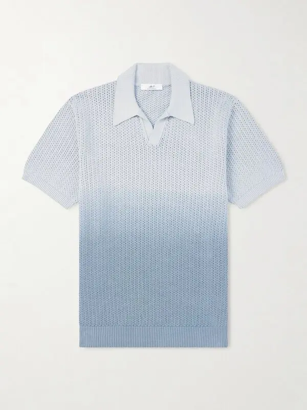 Mr P. Open-collar Knitted Organic Cotton Polo Shirt